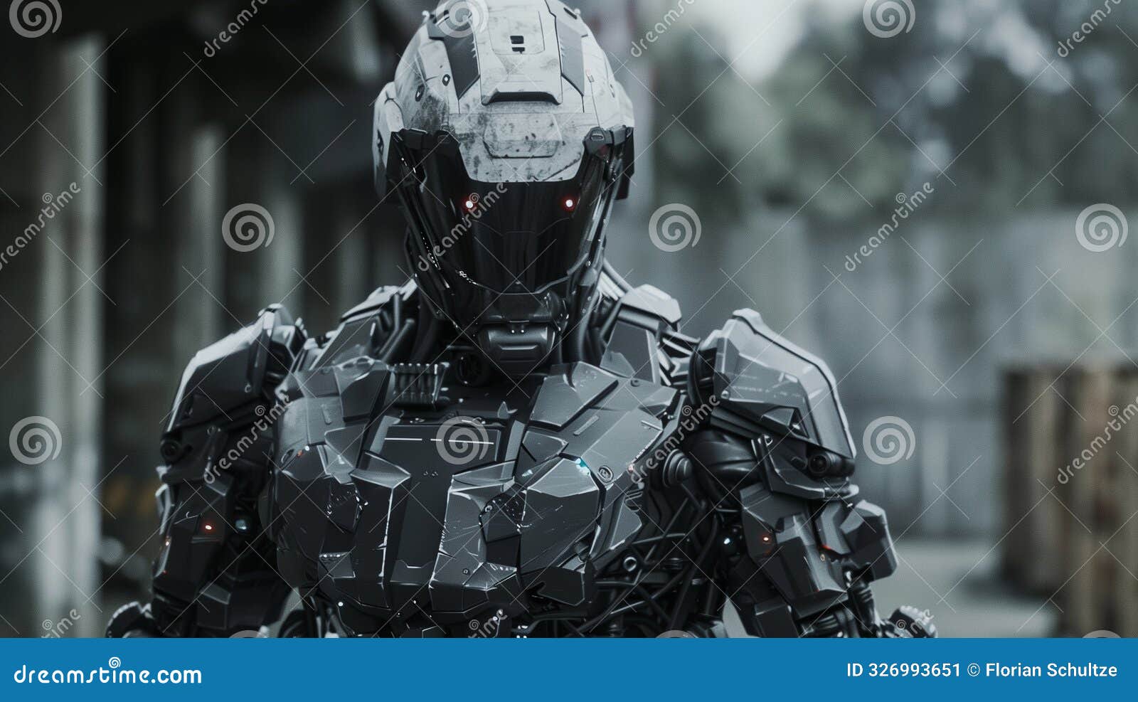Futuristic Soldier in High-tech Armor Stock Illustration - Illustration ...