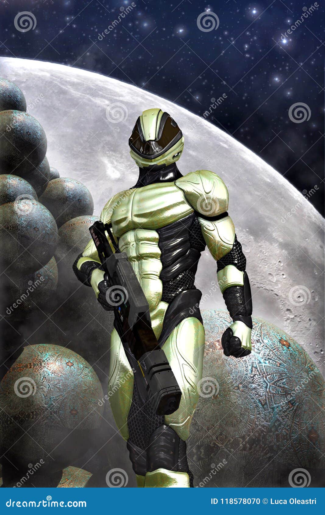 Futuristic Soldier Running Away From Giant Explosion, Digital Art Style ...