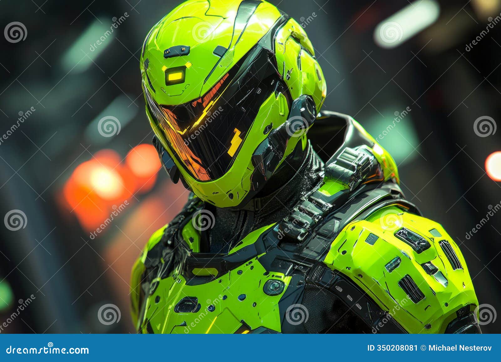?Futuristic Soldier Wearing Advanced Combat Armor and Helmet Stock ...