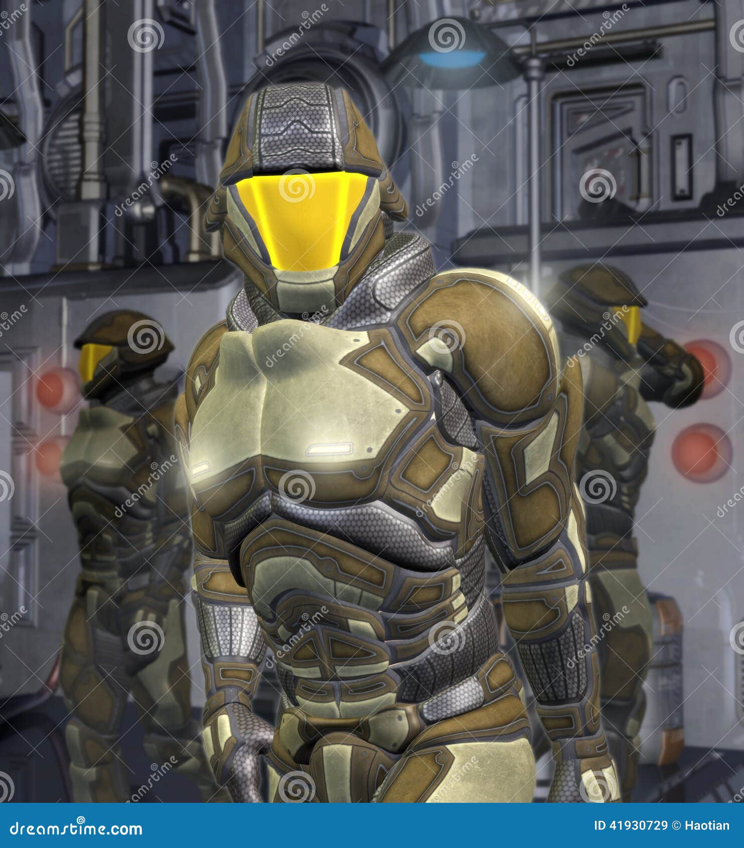 Futuristic Soldiers In Intense Battle Scene With Explosions Royalty ...