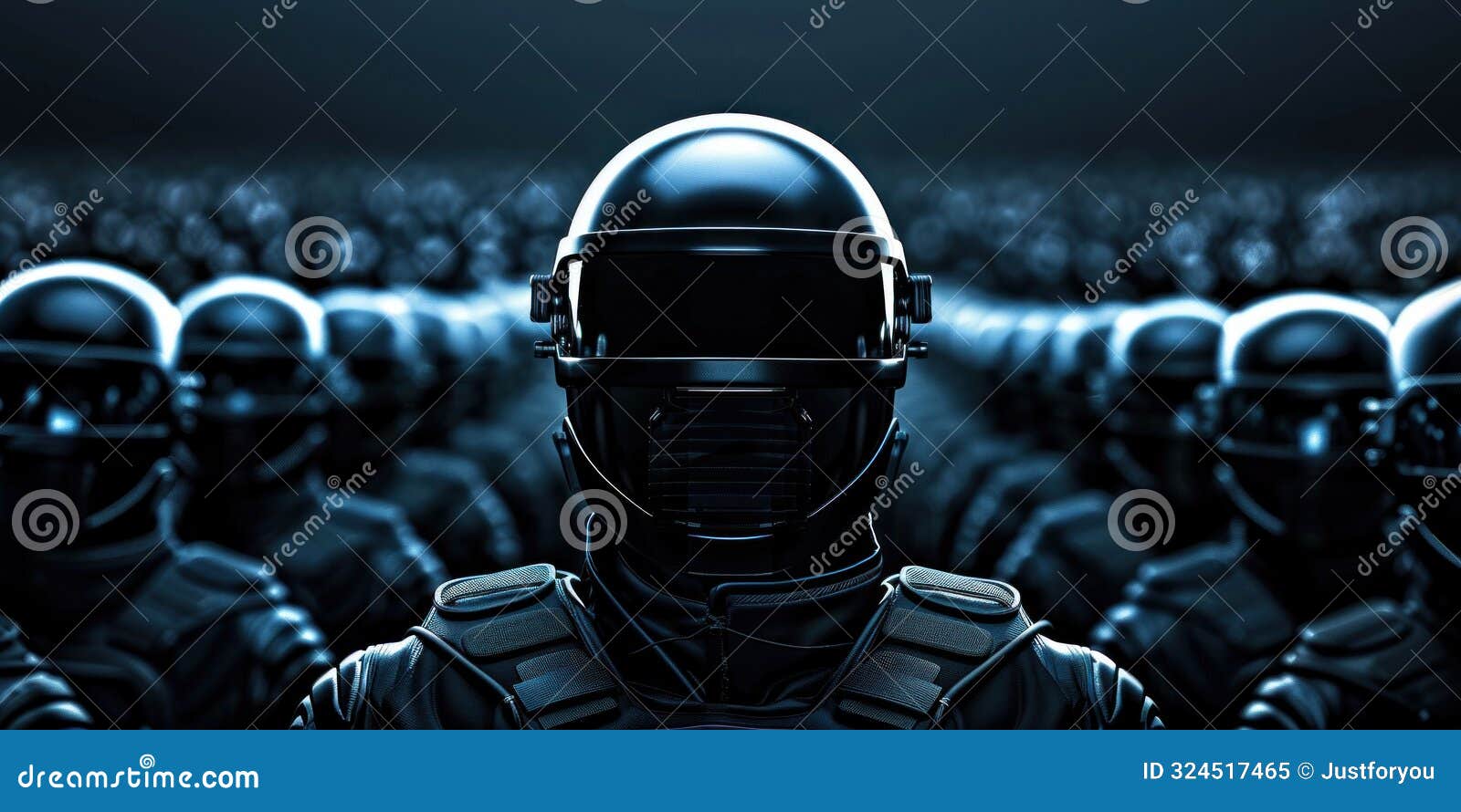 Futuristic Soldiers In Intense Battle Scene With Explosions Royalty ...