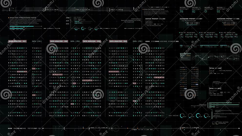 Futuristic Source Code Digital Data Telemetry Display Stock Illustration - Illustration of ...