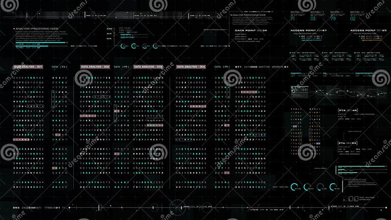 Futuristic Source Code Digital Data Telemetry Display Stock Illustration - Illustration of ...