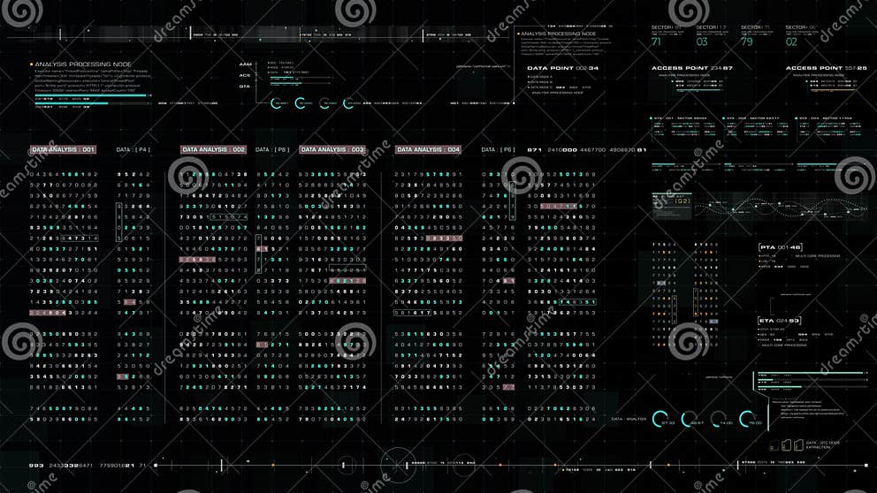 Futuristic Source Code Digital Data Telemetry Display Stock Illustration - Illustration of ...