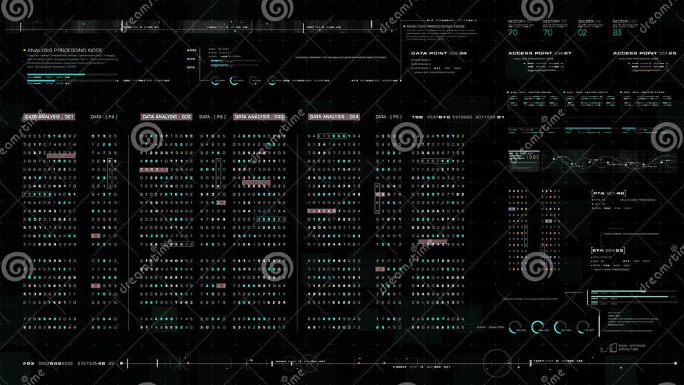 Futuristic Source Code Digital Data Telemetry Display Stock ...
