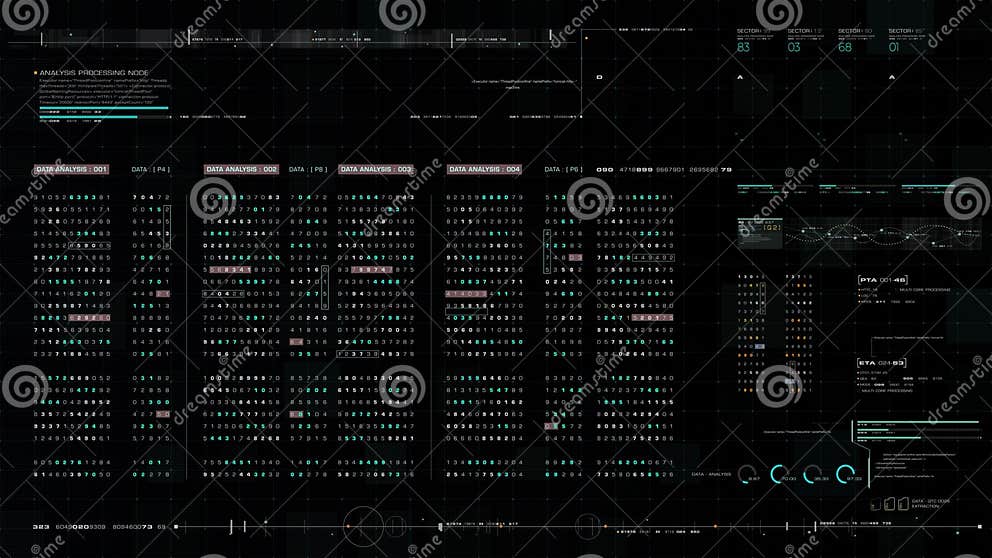 Futuristic Source Code Digital Data Telemetry Display Stock ...