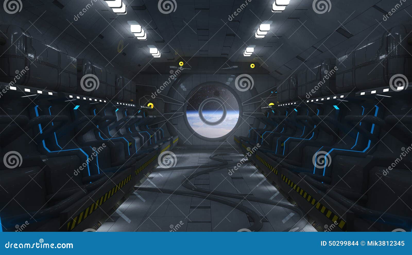 Futuristic Space Bay and Seats Stock Illustration - Illustration of ...