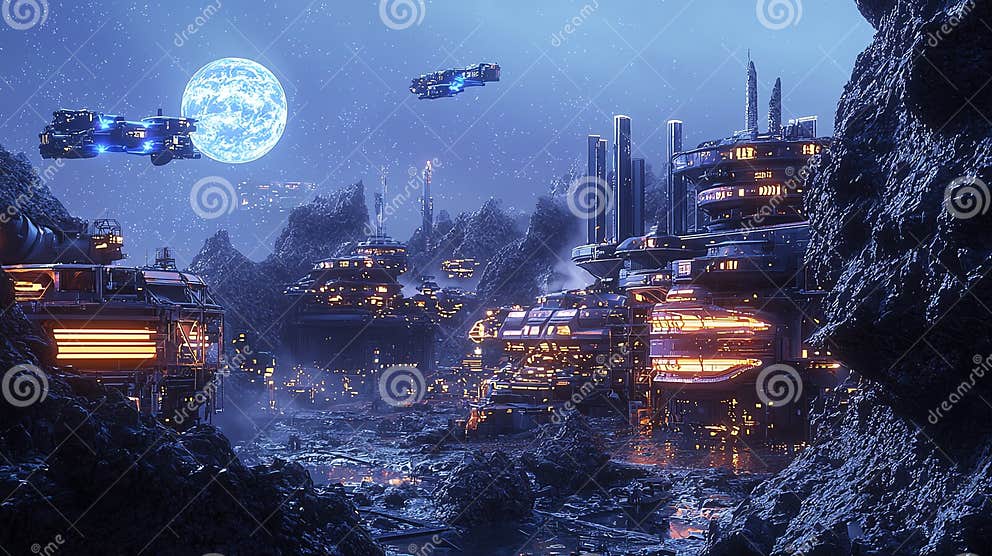 A Futuristic Space Colony Built on a Distant Asteroid, with Advanced ...