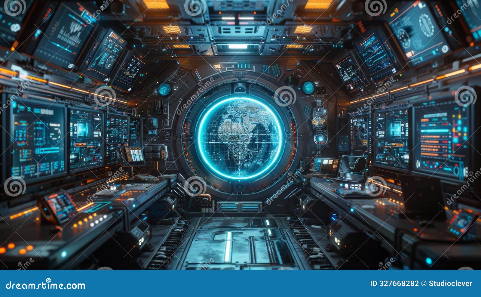 Futuristic Space Command Center with Advanced Technology - Generative ...