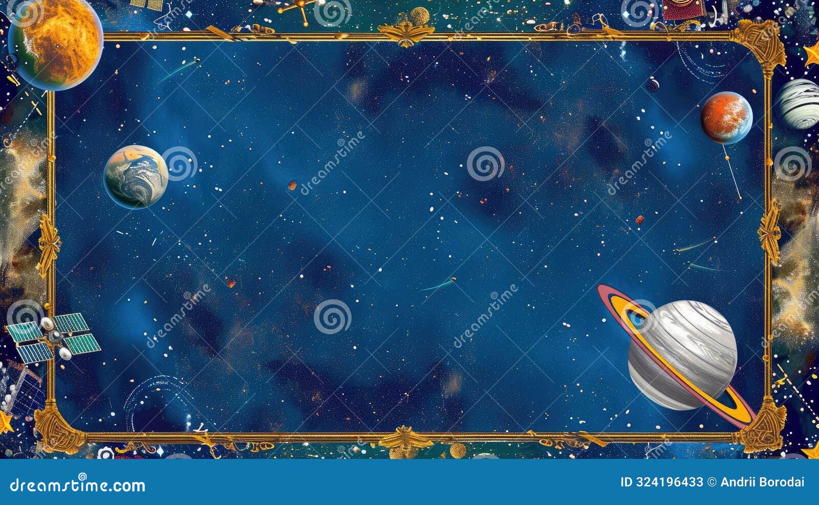 Futuristic Space Frame with Planetary Orbits. Stock Illustration ...