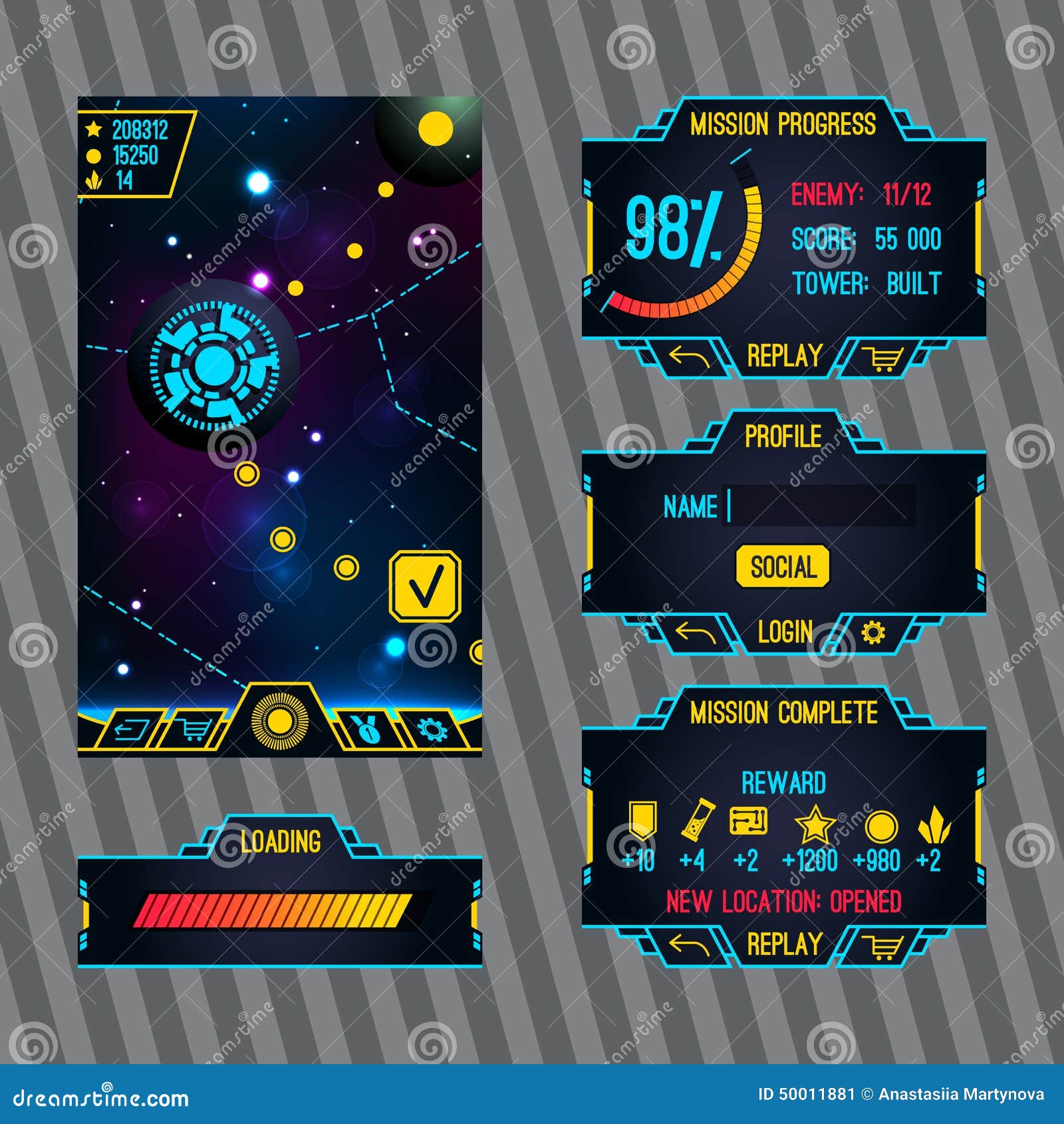 Space Game Level Map With Alien Planets Cartoon Vector | CartoonDealer ...