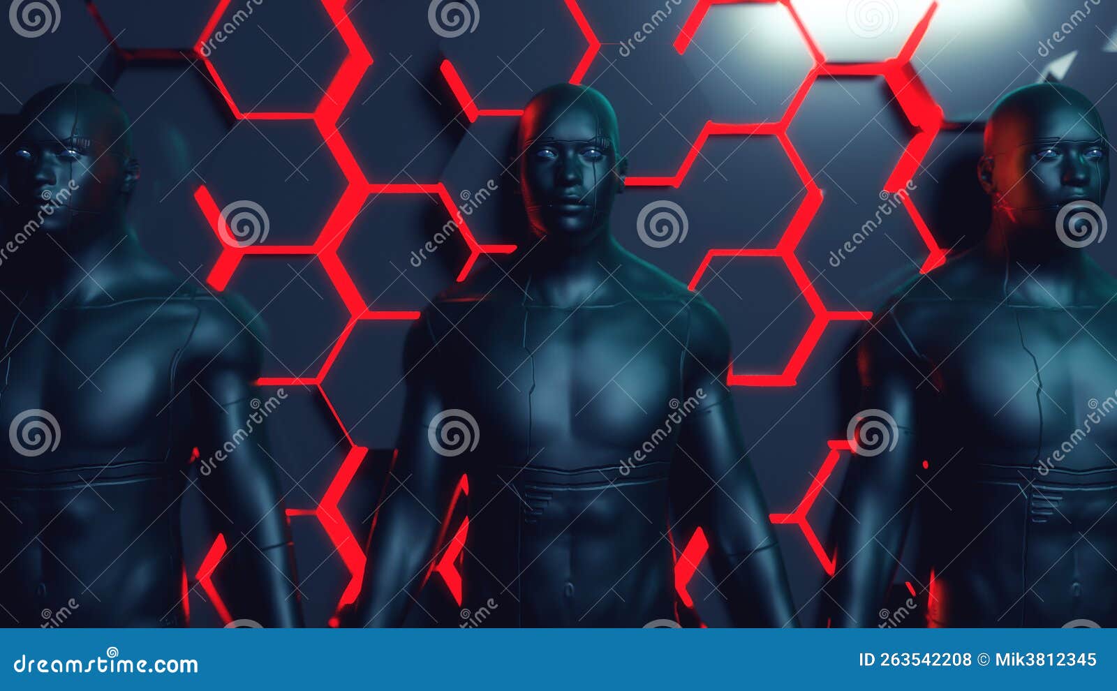 Futuristic Space and Humanoid Stock Illustration - Illustration of hall ...