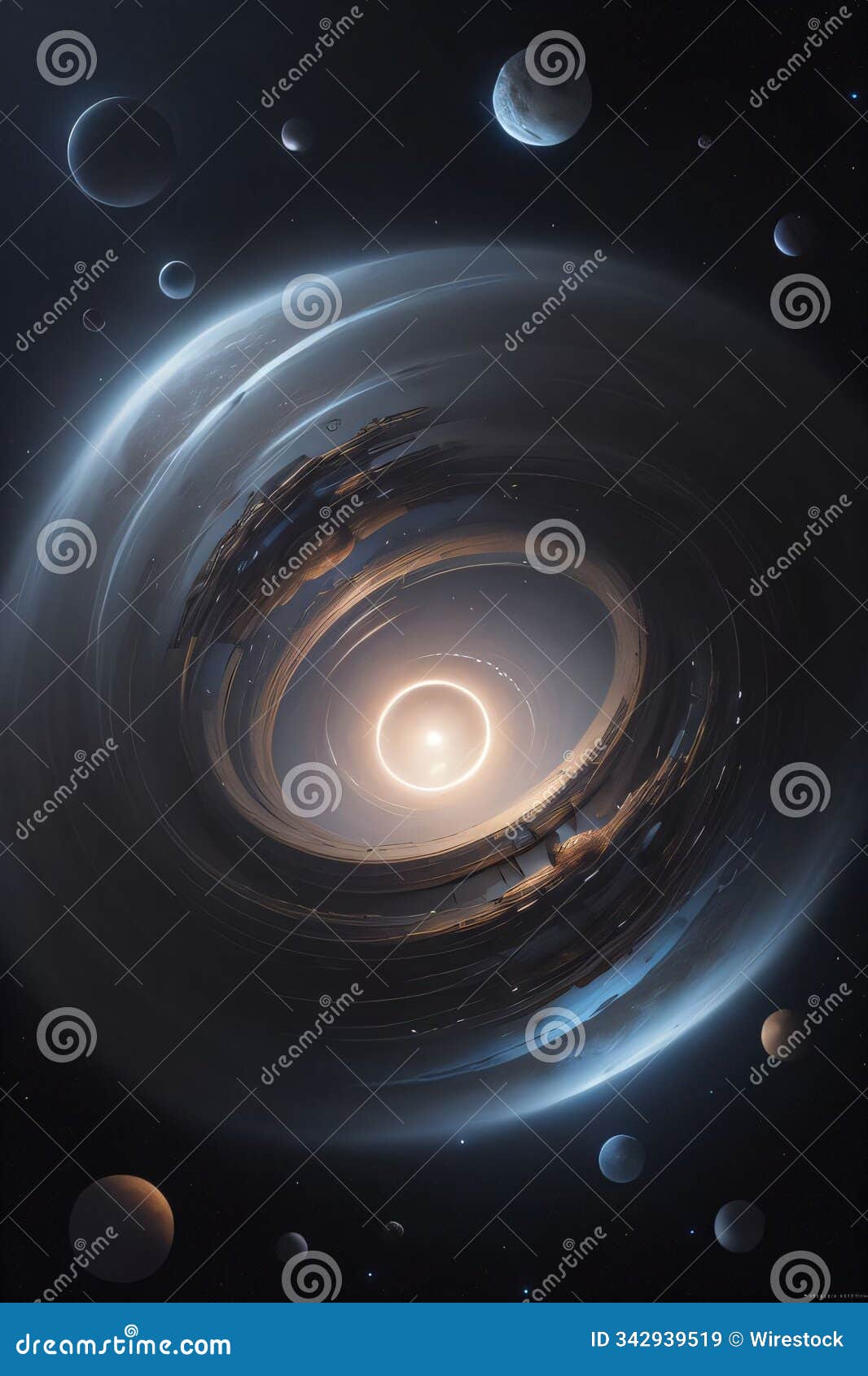 Futuristic Space Scene with Celestial Structure. Stock Illustration ...