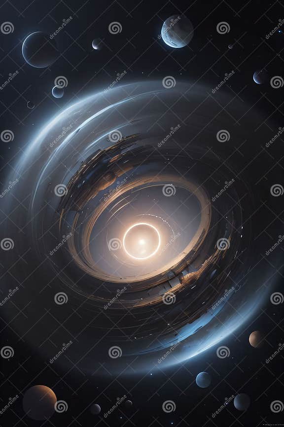 Futuristic Space Scene with Celestial Structure. Stock Illustration ...