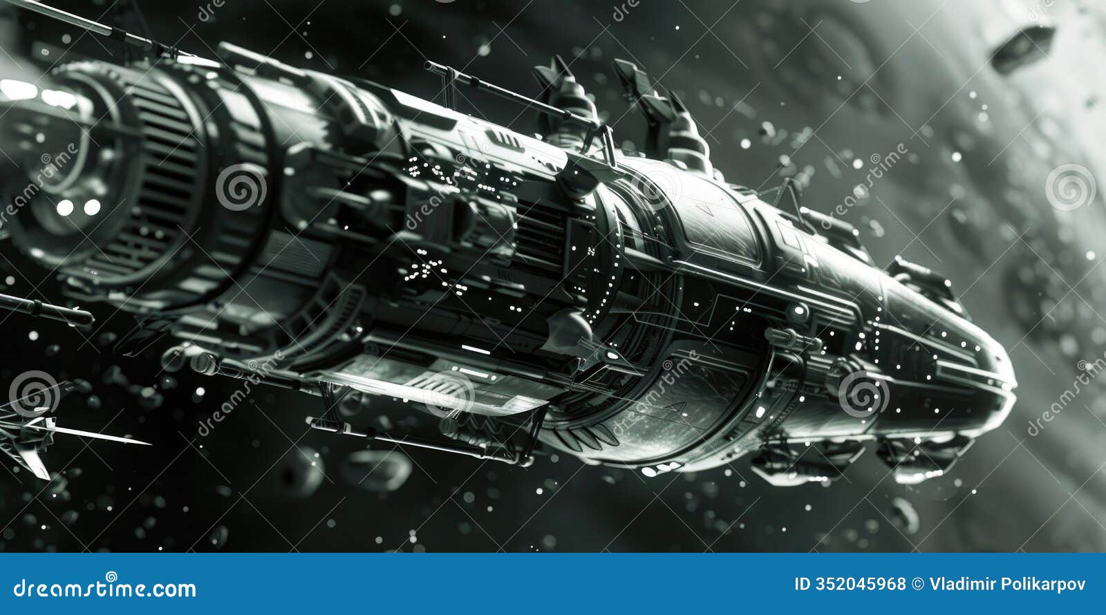 A Futuristic Space Ship Floating in the Air. Suitable for Sci-fi ...