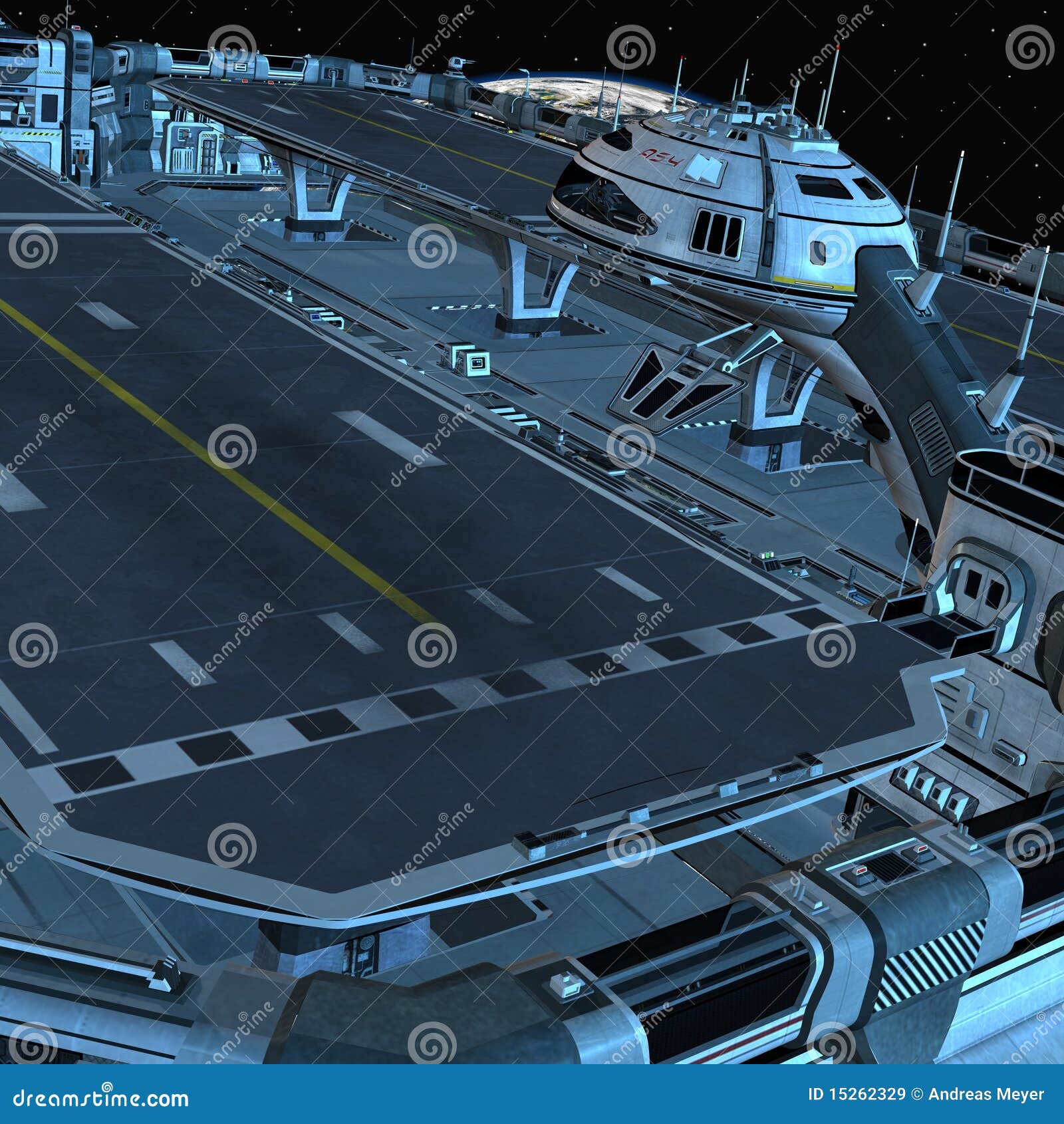 Futuristic space station stock illustration. Illustration of design ...