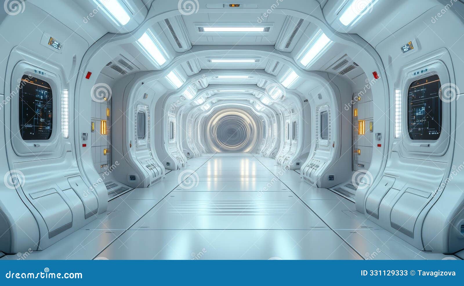 Futuristic Space Station Corridor - Generative Ai Stock Illustration ...