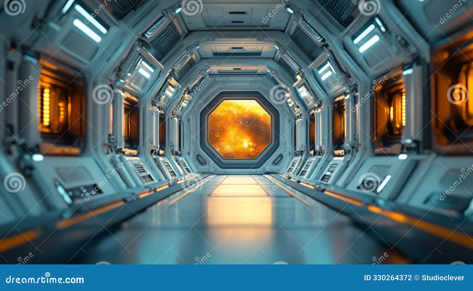 Futuristic Space Station Corridor - Generative Ai Stock Illustration ...