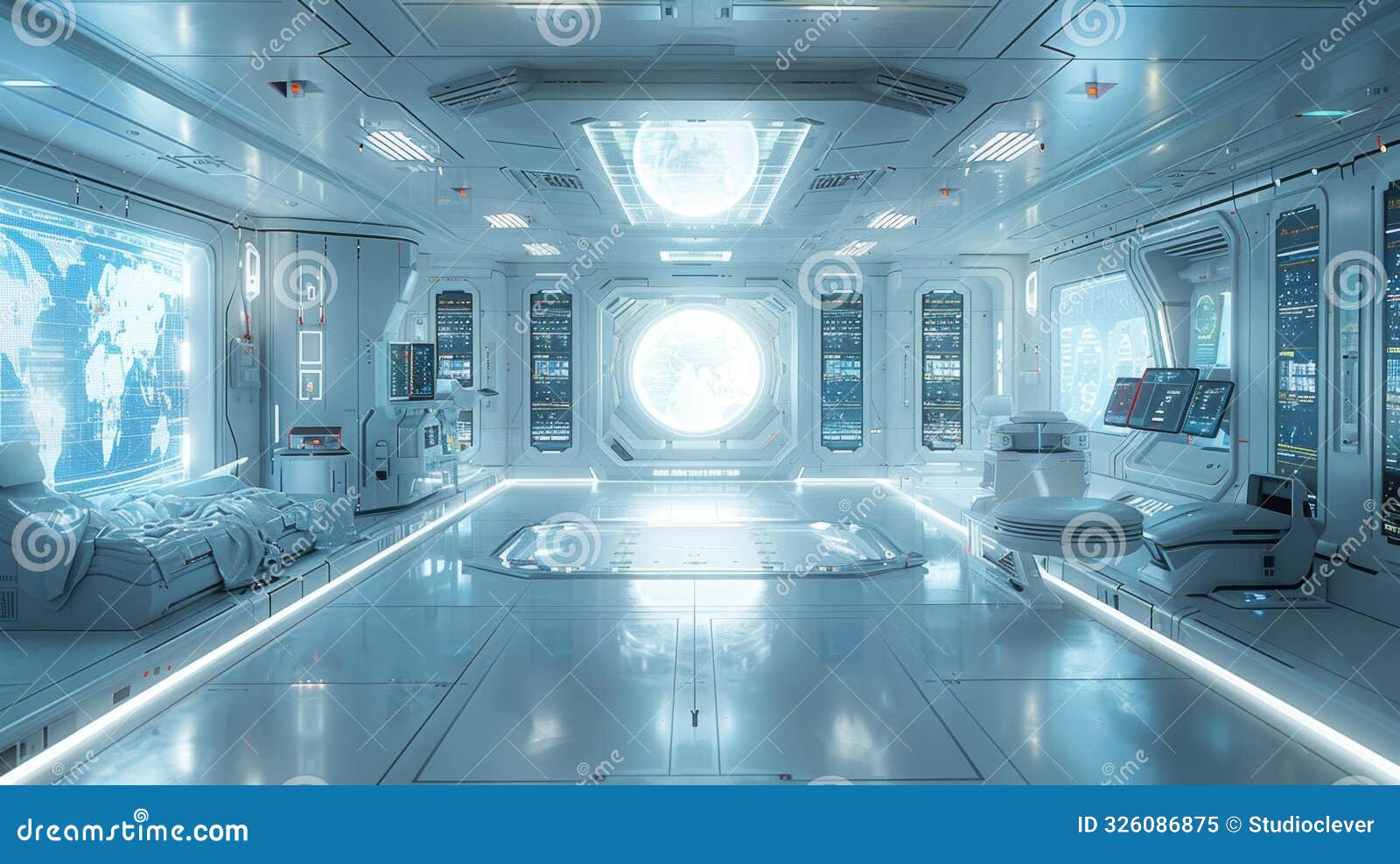 Futuristic Space Station Interior - Generative AI Stock Illustration ...