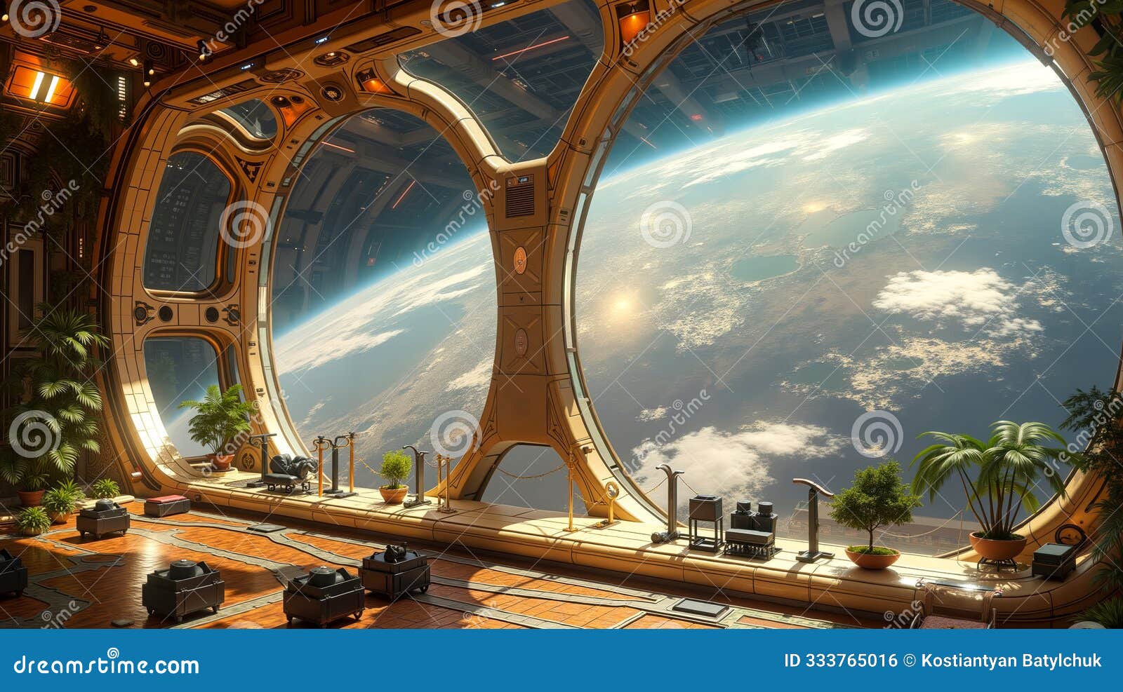 A View of the Earth from Inside a Spaceship Looking Out of a Window ...