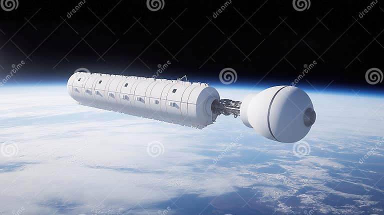 Futuristic Space Station Orbiting Earth with Modular Design in Outer ...