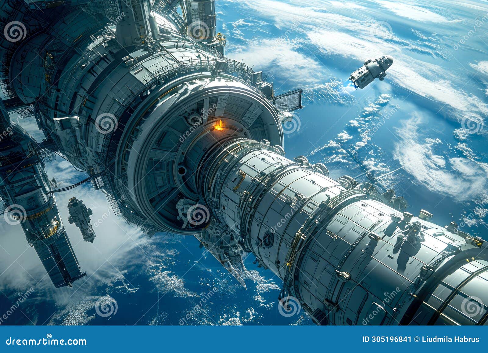 Futuristic Space Station, Where Astronauts Live and Work in Zero ...