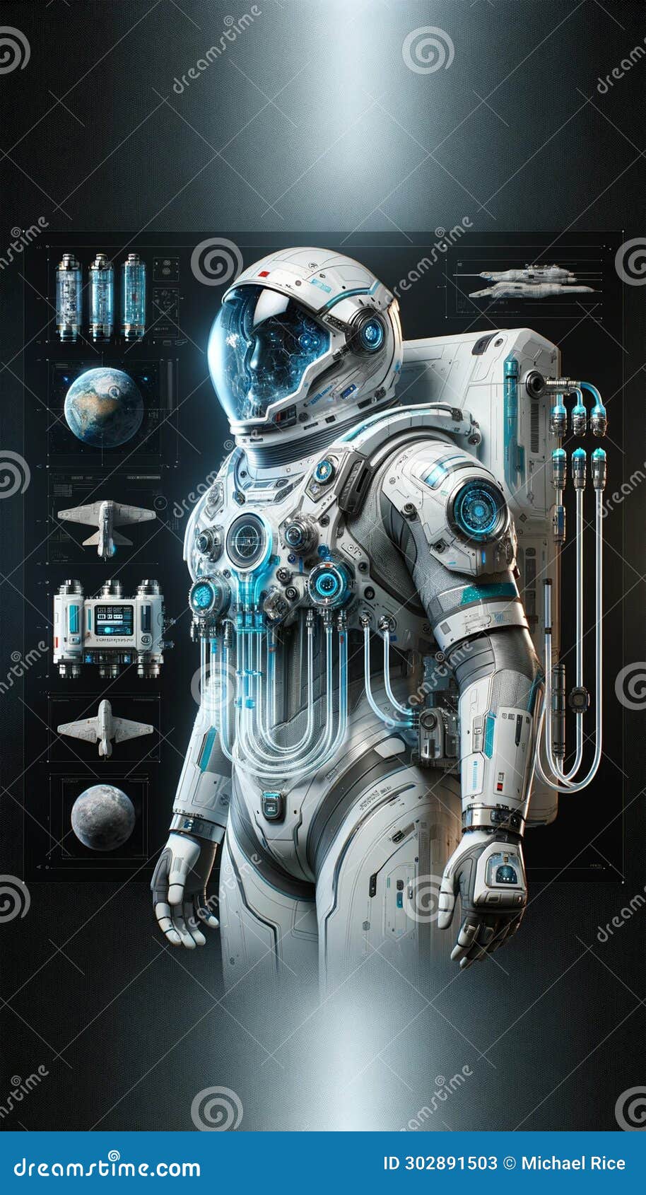 Futuristic Space Suit Concept: AI Crafted Cosmic Attire Stock Illustration - Illustration of ...