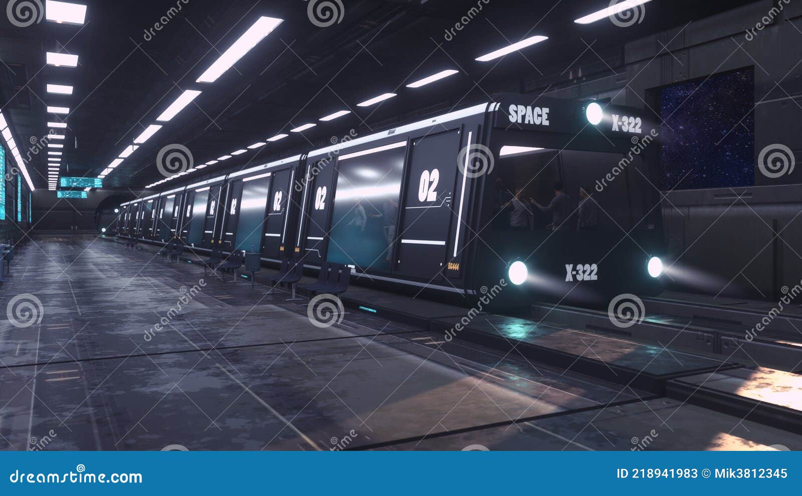 Futuristic Space Train Concept Stock Illustration - Illustration of ...