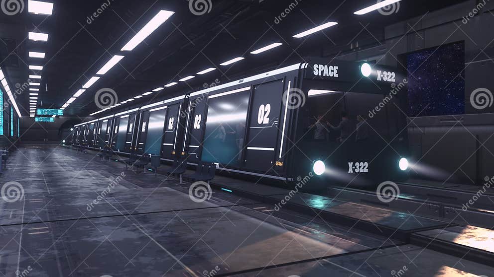 Futuristic Space Train Concept Stock Illustration - Illustration of ...