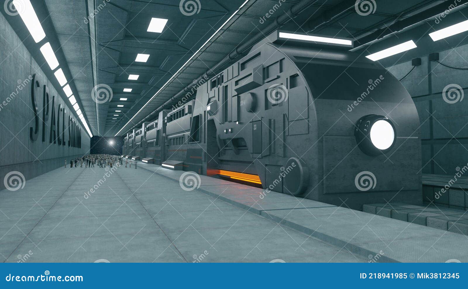 Futuristic Space Train Concept Stock Illustration - Illustration of ...