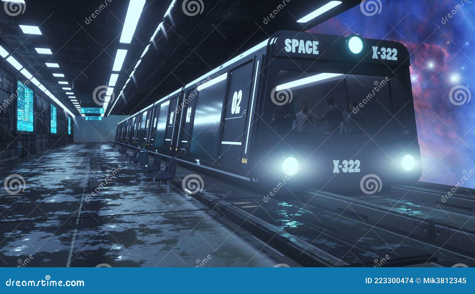 Futuristic Space Train Concept Stock Illustration - Illustration of ...