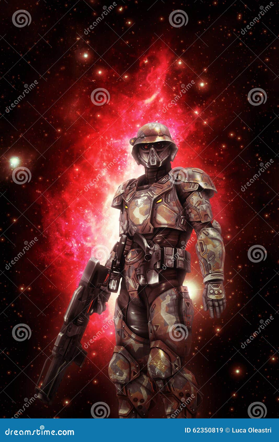 Futuristic Space Trooper Soldier Stock Illustration - Illustration of ...