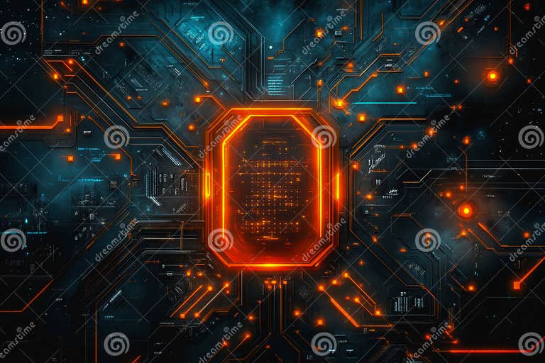 Futuristic Space Vortex with Glowing Tech Elements Stock Photo - Image ...