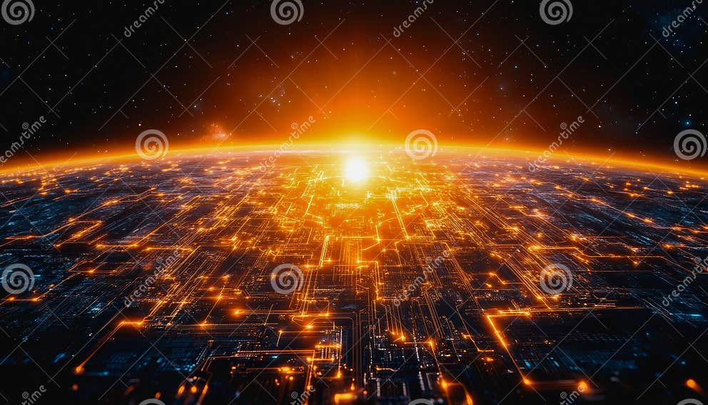 Futuristic Space Vortex with Glowing Tech Elements Stock Image - Image ...