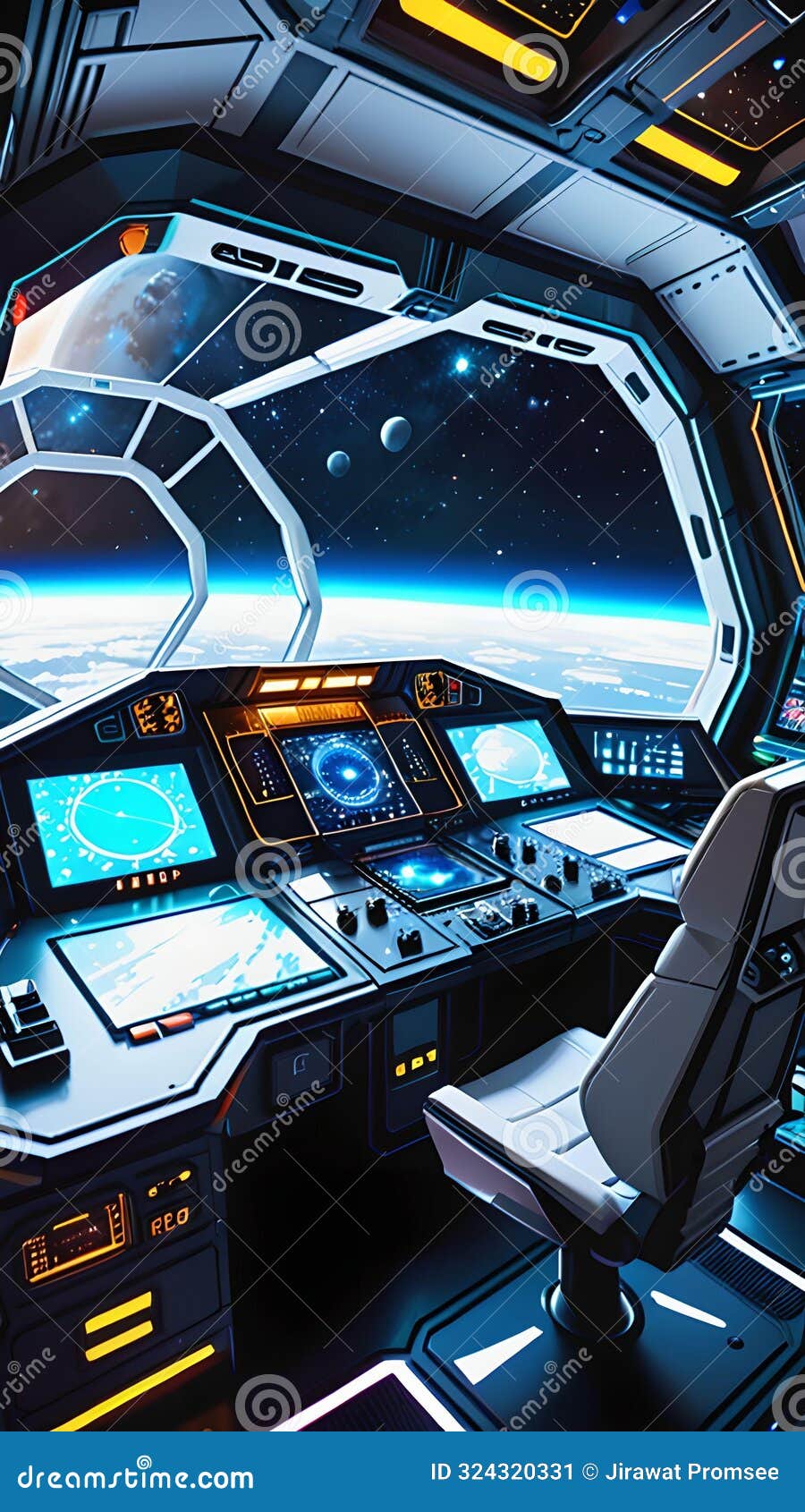 Futuristic Spacecraft Cockpit: Immersive Stellar Exploration & Advanced ...