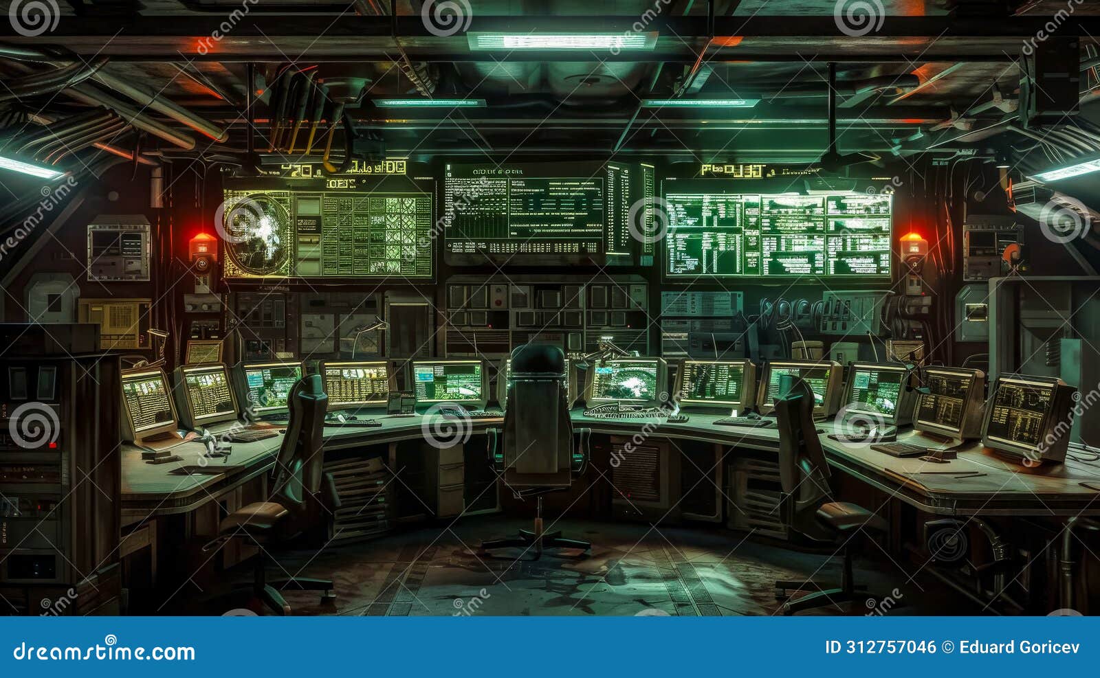 Futuristic Spacecraft Control Room Interior Stock Photo - Image of ...