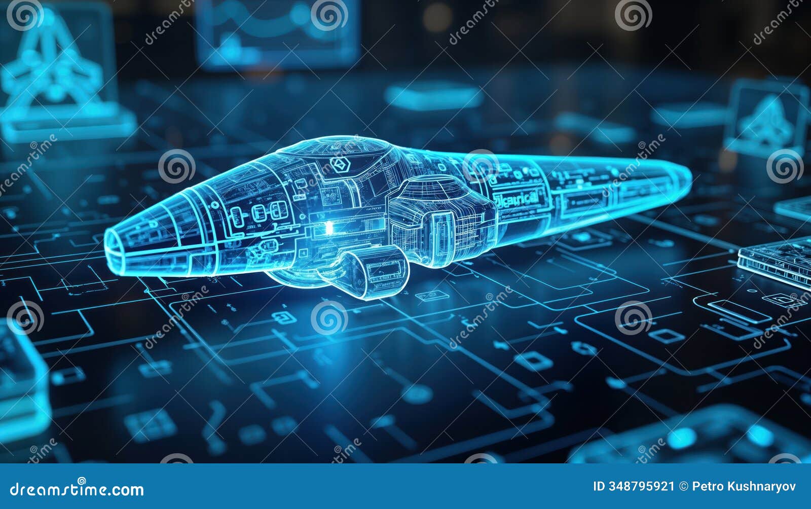 Futuristic Spacecraft Design Projected on Glass Interface. AI ...