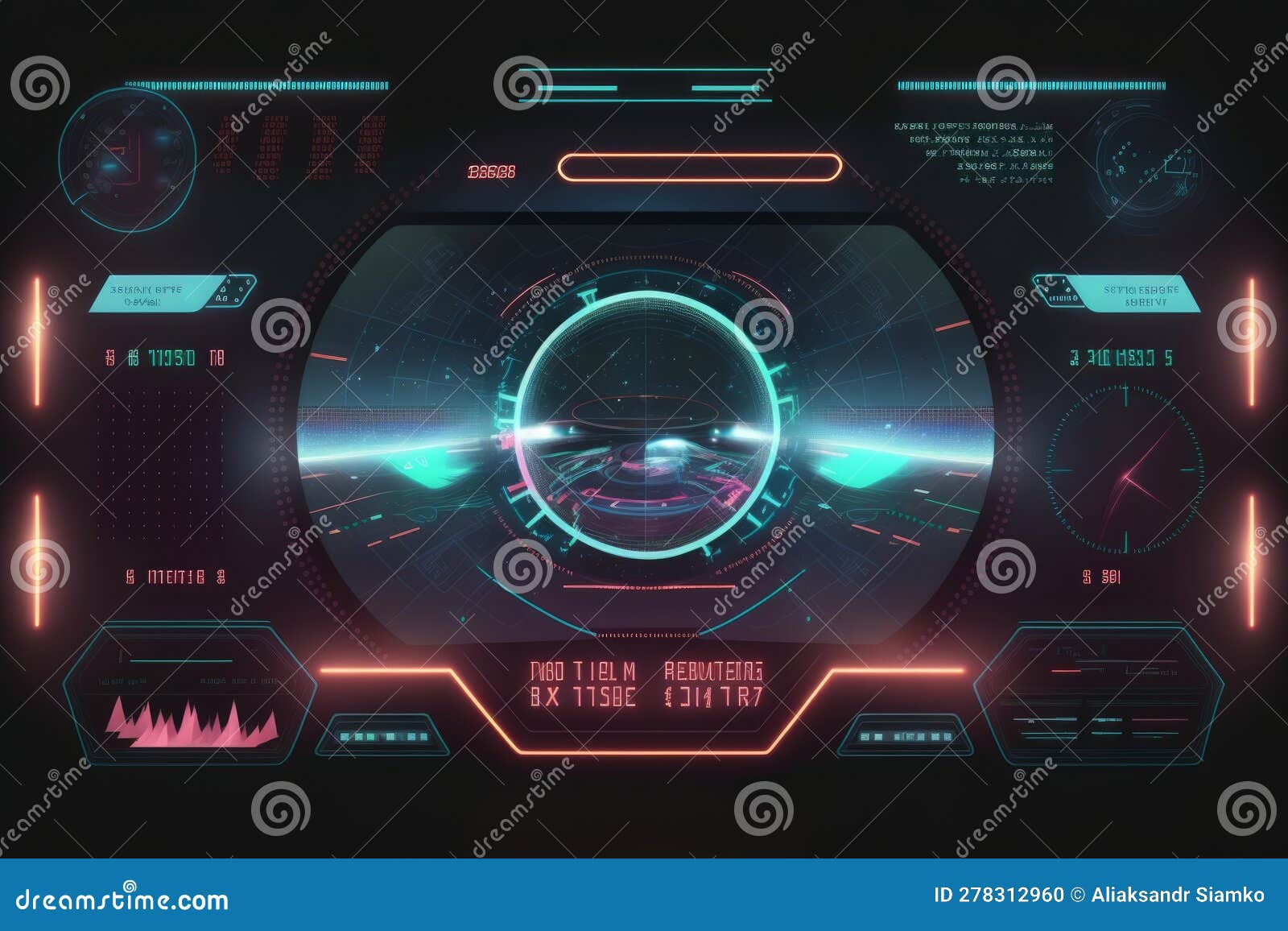 Futuristic Spacecraft HUD Panel with Target on Radar Screen, Game ...