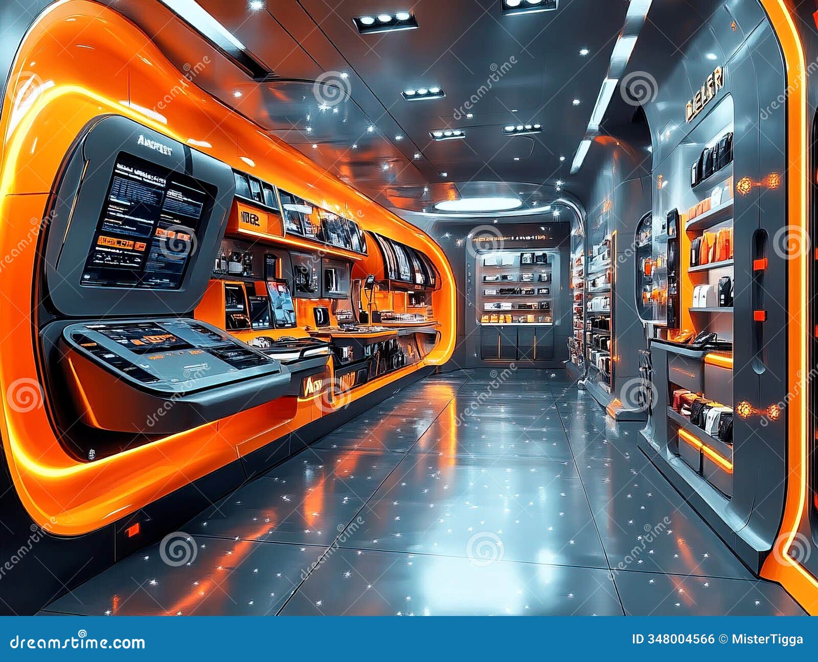 A Futuristic Spacecraft Interior with Control Panel, Engine Room ...