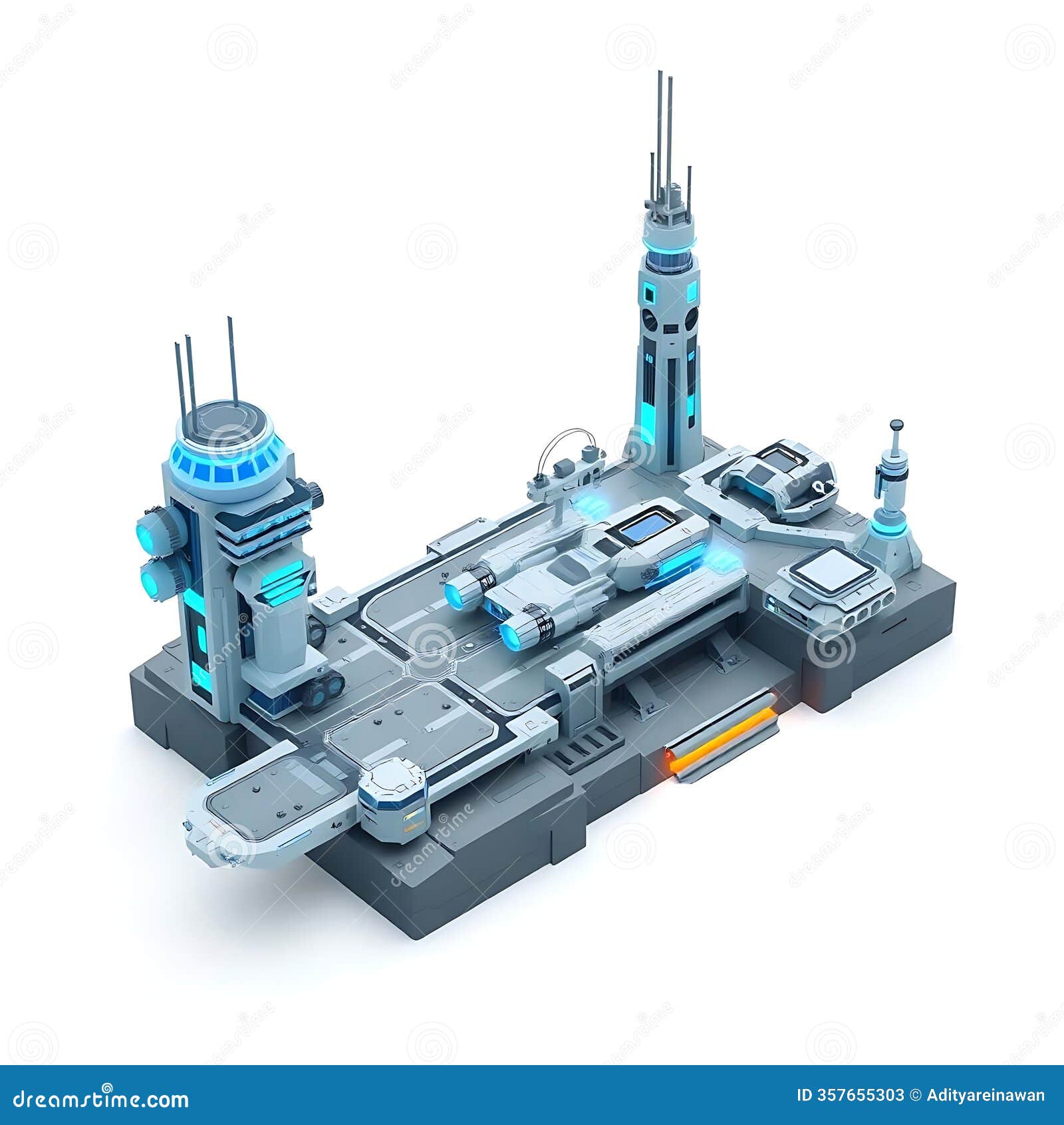 Futuristic Spaceport With Docking Spaceships Stock Photography ...