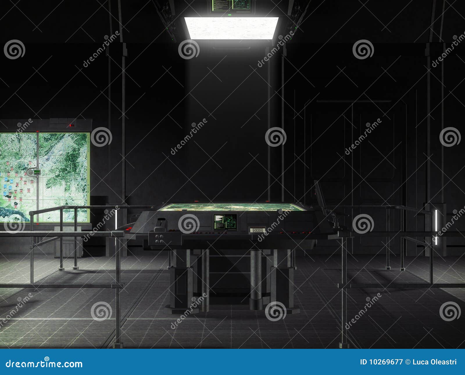 Futuristic Spaceship Command Room Stock Illustration - Illustration of ...