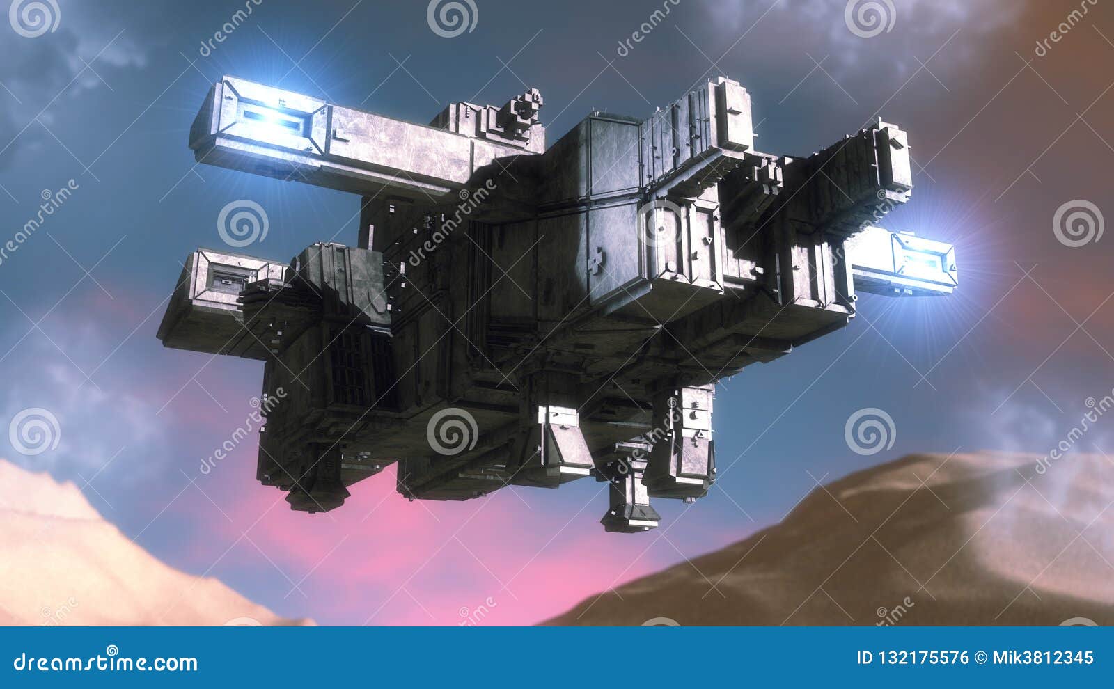 Futuristic Spaceship Concept Stock Illustration - Illustration of ...