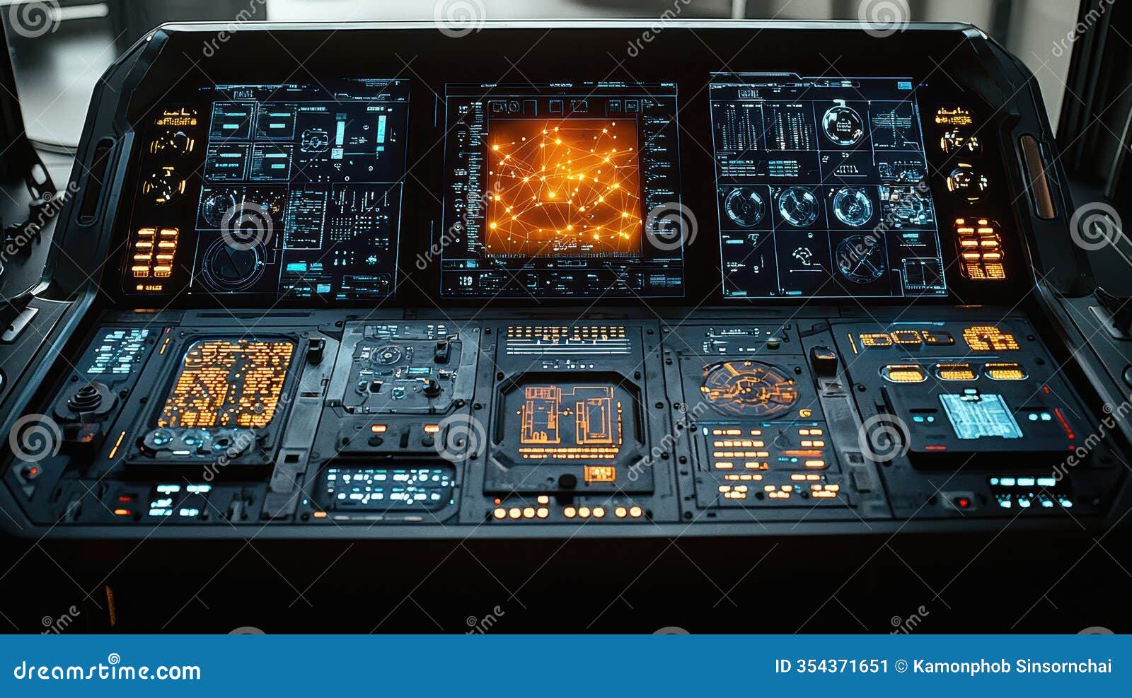 Futuristic Spaceship Control Panel Interface Sci Fi Technology ...
