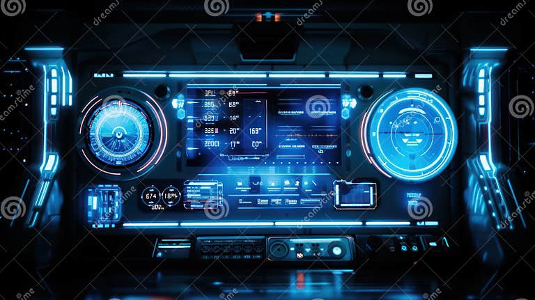 Futuristic Spaceship Control Panel Interface. Spacecraft Digital ...