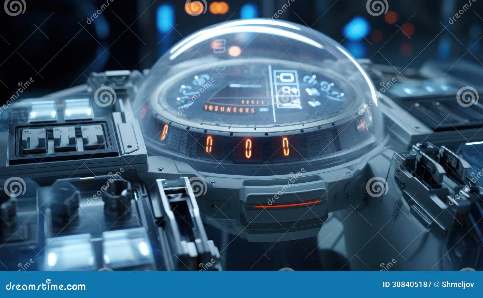 Futuristic Spaceship Control Panel Interface. Spacecraft Digital ...
