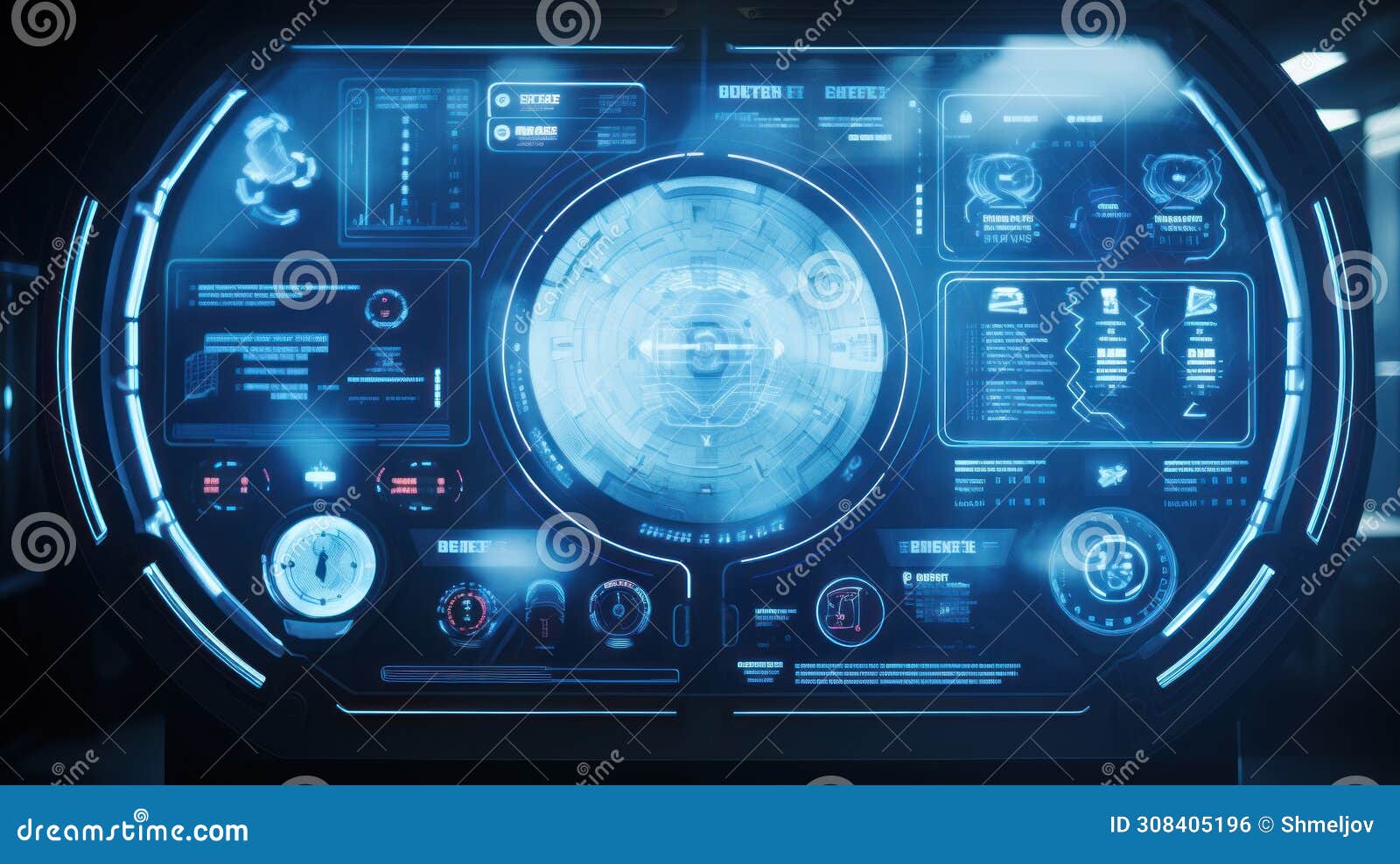 Futuristic Spaceship Control Panel Interface. Spacecraft Digital ...