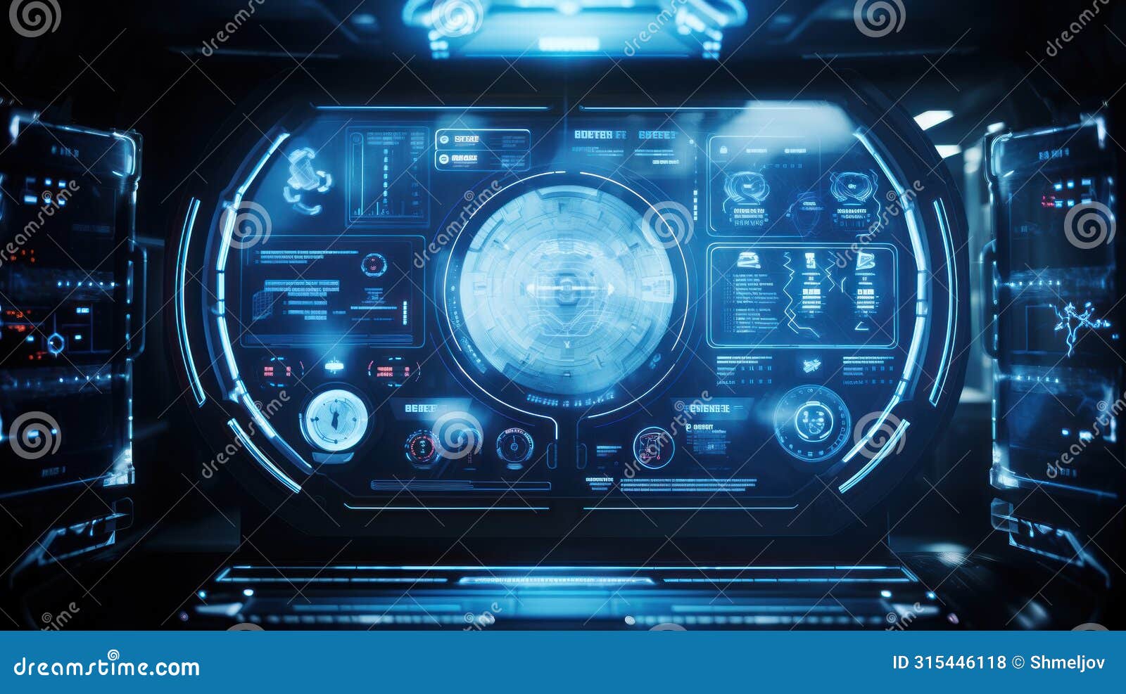 Futuristic Spaceship Control Panel Interface. Spacecraft Digital ...