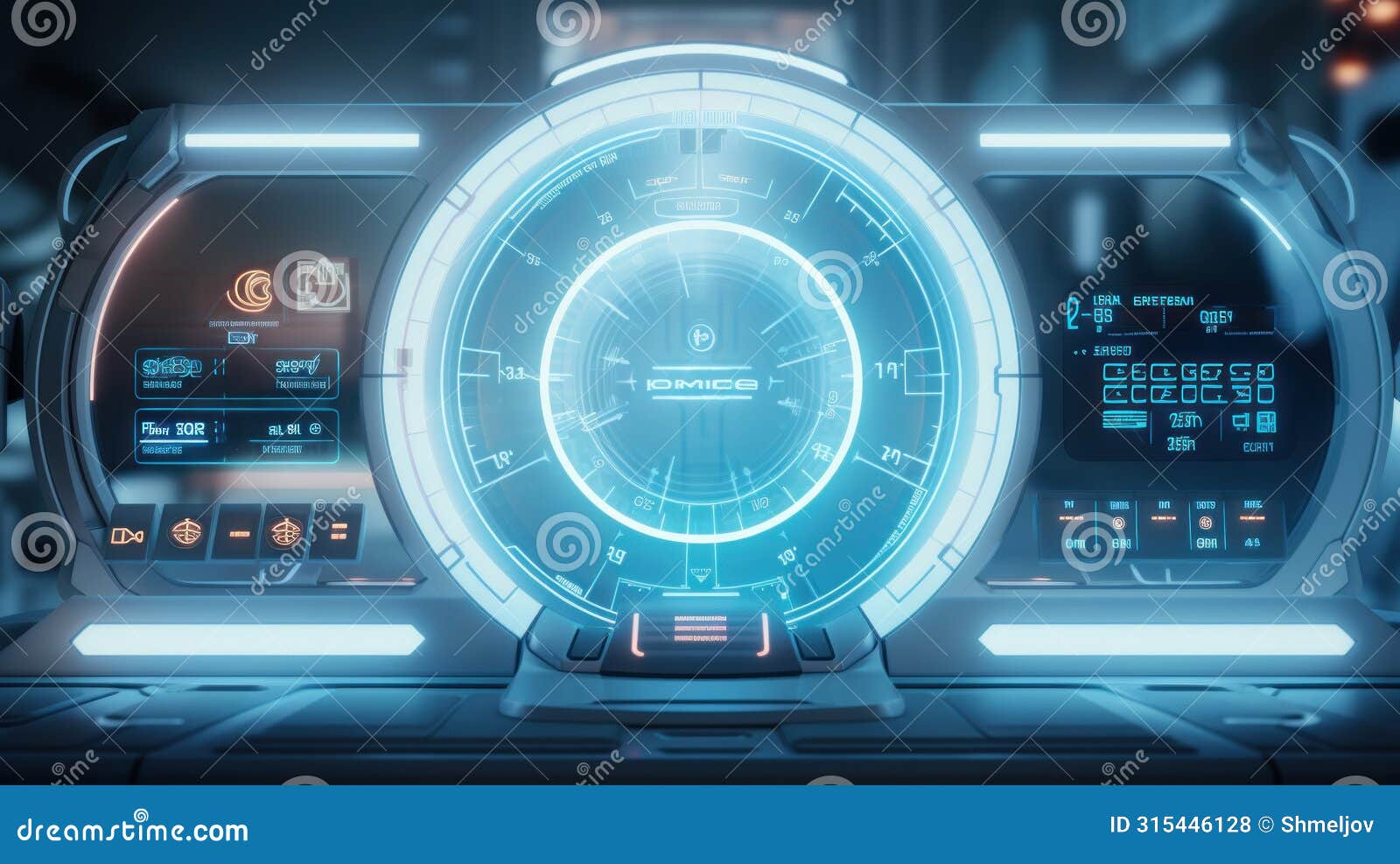 Futuristic Spaceship Control Panel Interface. Spacecraft Digital ...