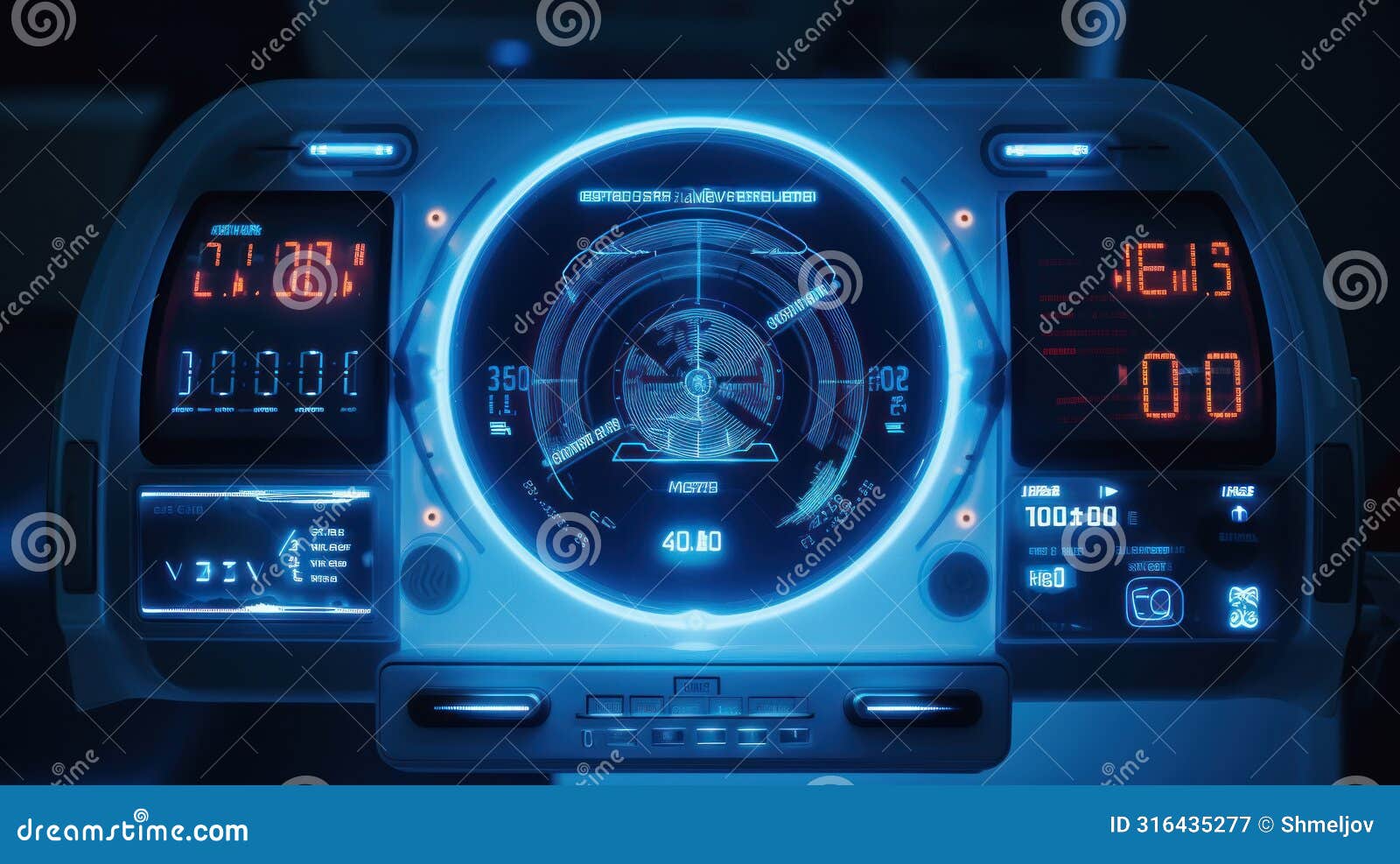 Futuristic Spaceship Control Panel Interface. Spacecraft Digital ...