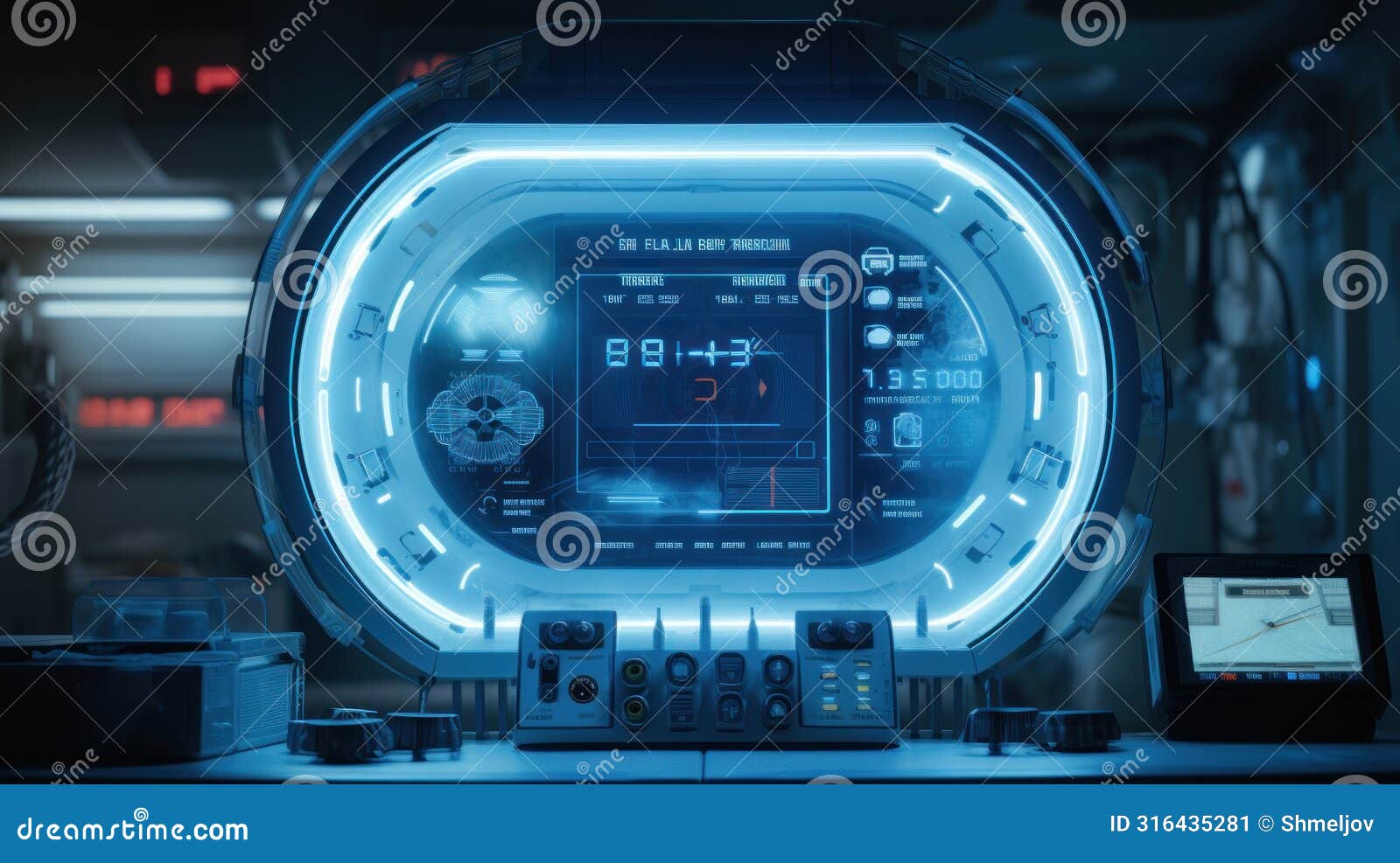 Futuristic Spaceship Control Panel Interface. Spacecraft Digital ...